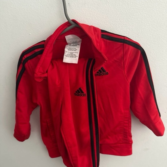 adidas | Matching Sets | Adidas Vibrant Red Jacket With Black Accents ...